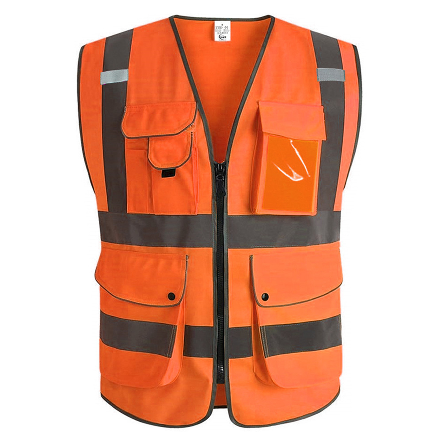 9 Pockets High Visibility Reflective Safety Vest for Men Women Zipper ...